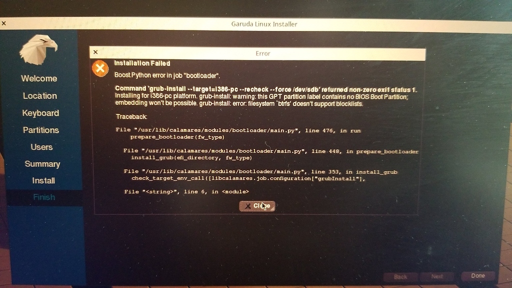 Live boot dysfunctional, installation failure - Issues & Assistance ...