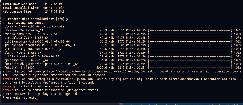 Can't update system: failed retrieving - Issues & Assistance - Garuda Linux Forum
