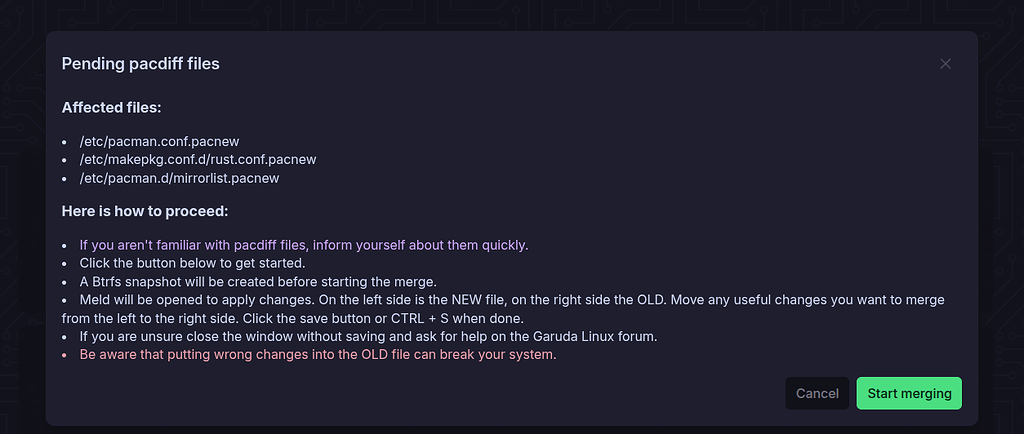 Pacdiff help - Issues & Assistance - Garuda Linux Forum