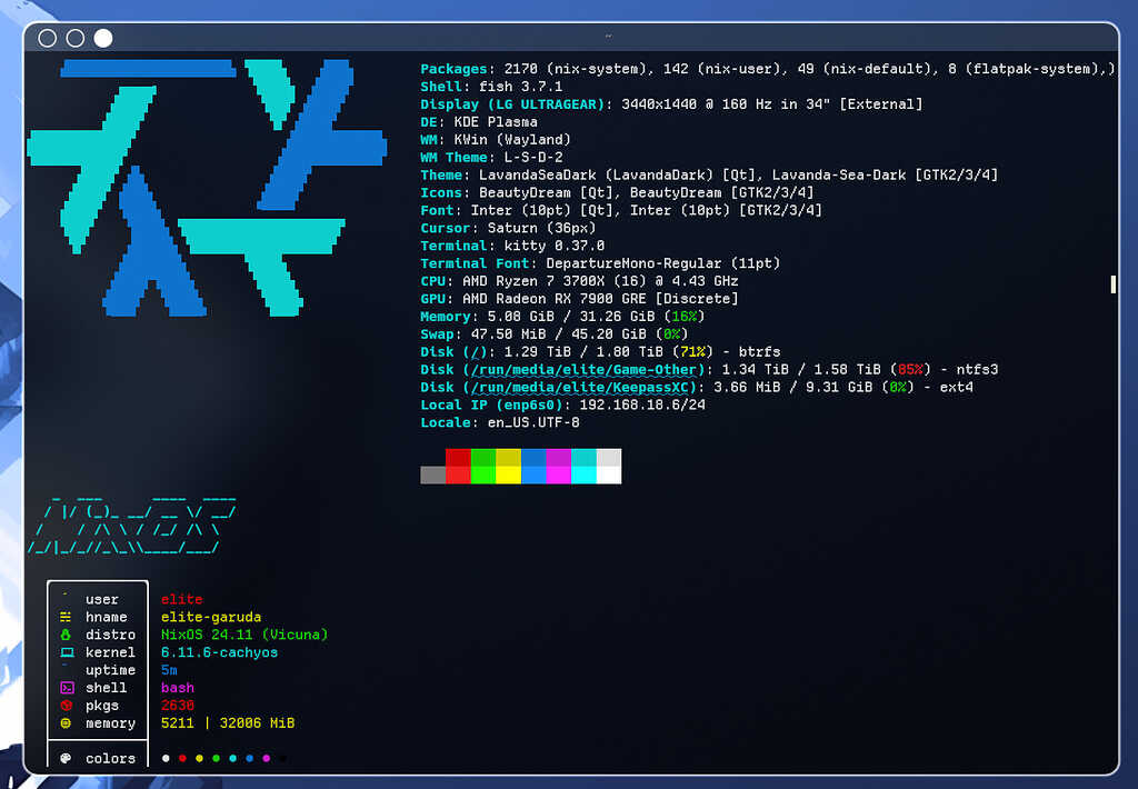 Nix subsystem terminal - Multiple fastfetch - Garuda Nix Subsystem - Garuda Linux Forum