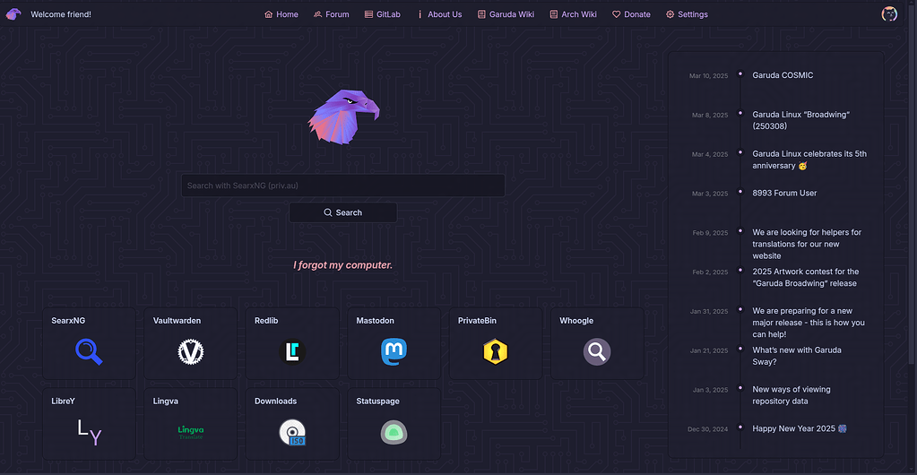 New startpage is available! - Garuda Community - Garuda Linux Forum